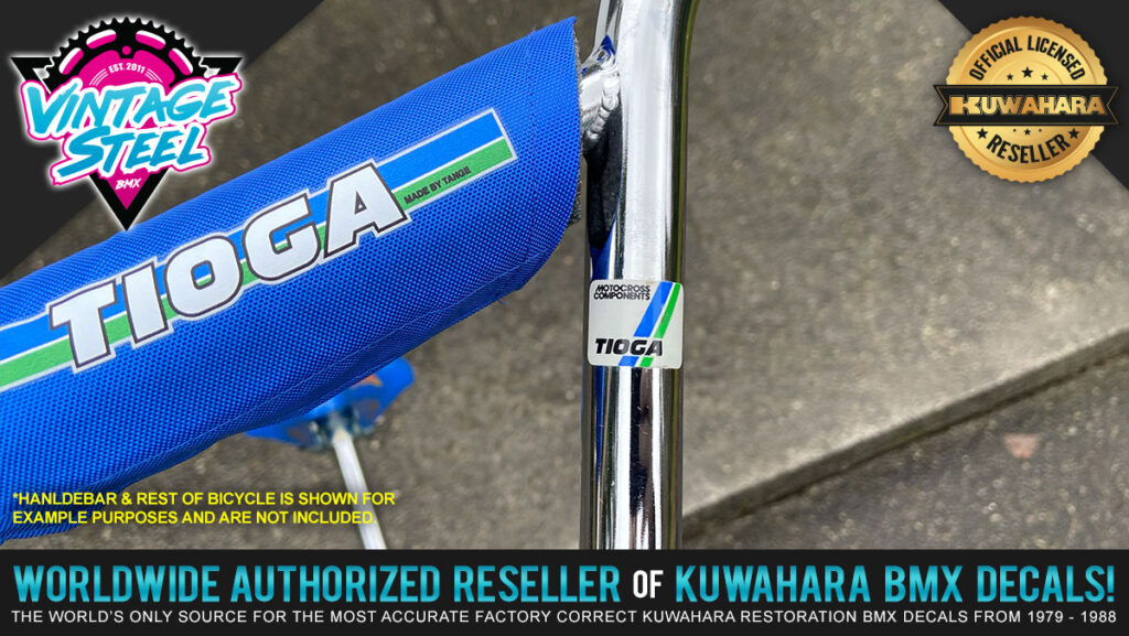 TIOGA BMX Handlebar / V-Bar Decal - Vintage Steel